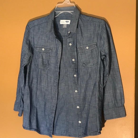 Old Navy Shirts And Tops New Girls Blue Jean Color Long Sleeve Blouse 12 Poshmark